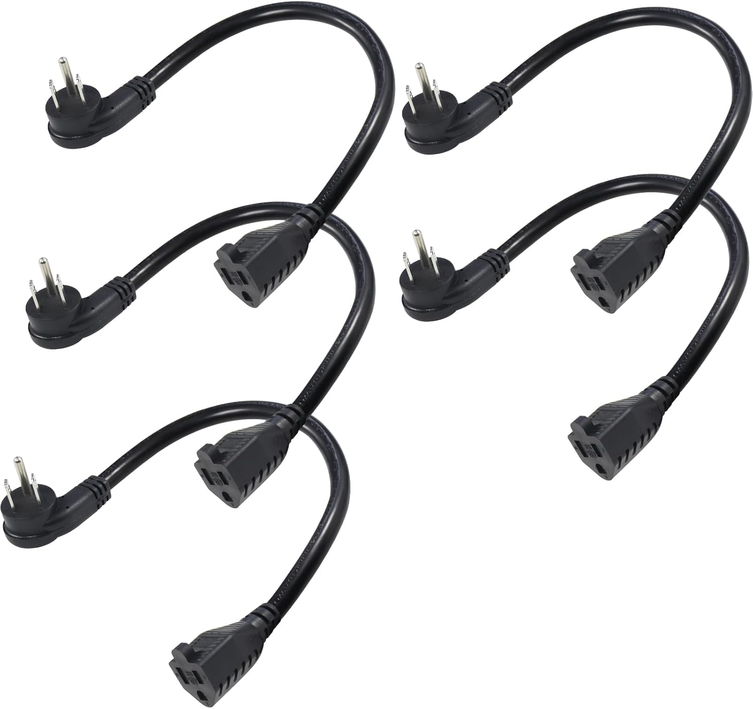 Amazon.com: [5 Pack] Flat Plug Short Power Extension Cord - 8inch Low ...