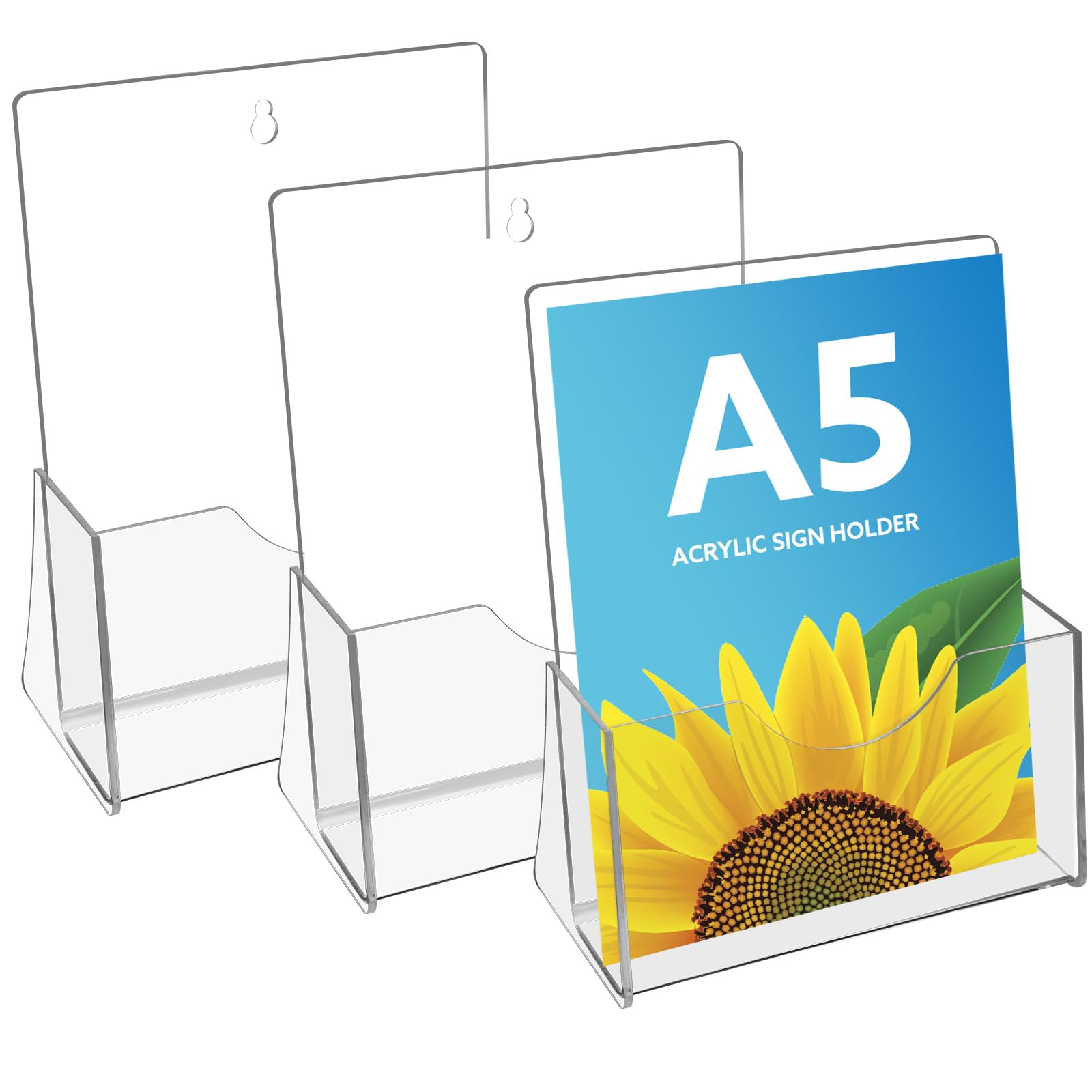 Thboxes A5 Leaflet Holder, 3 Pack Clear Leaflet Holder with Hanging ...
