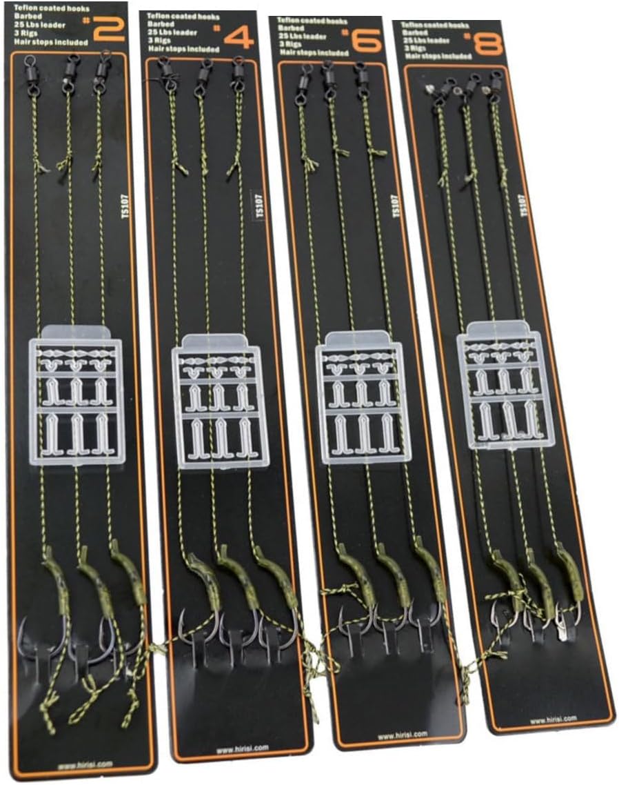 HOUSON 12 Piece Carp Fishing Hair Rigs Set, Curved Carp Hooks, Barbed ...