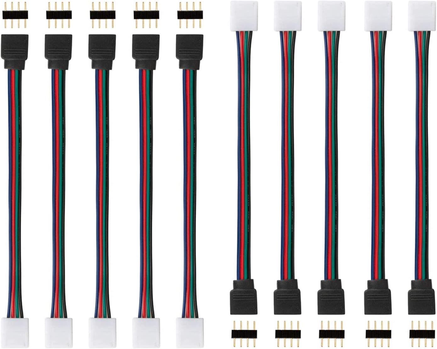 20 Pieces LED RGB Strip Light Connector Male and Female Connector Wire ...