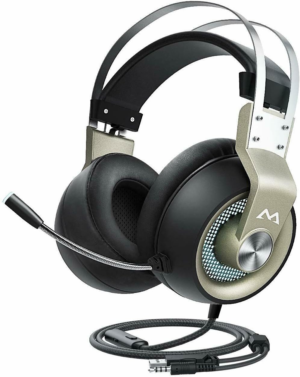 Gaming Headset, 7.1 Surround Sound Computer USB Headset, Metal Frame ...