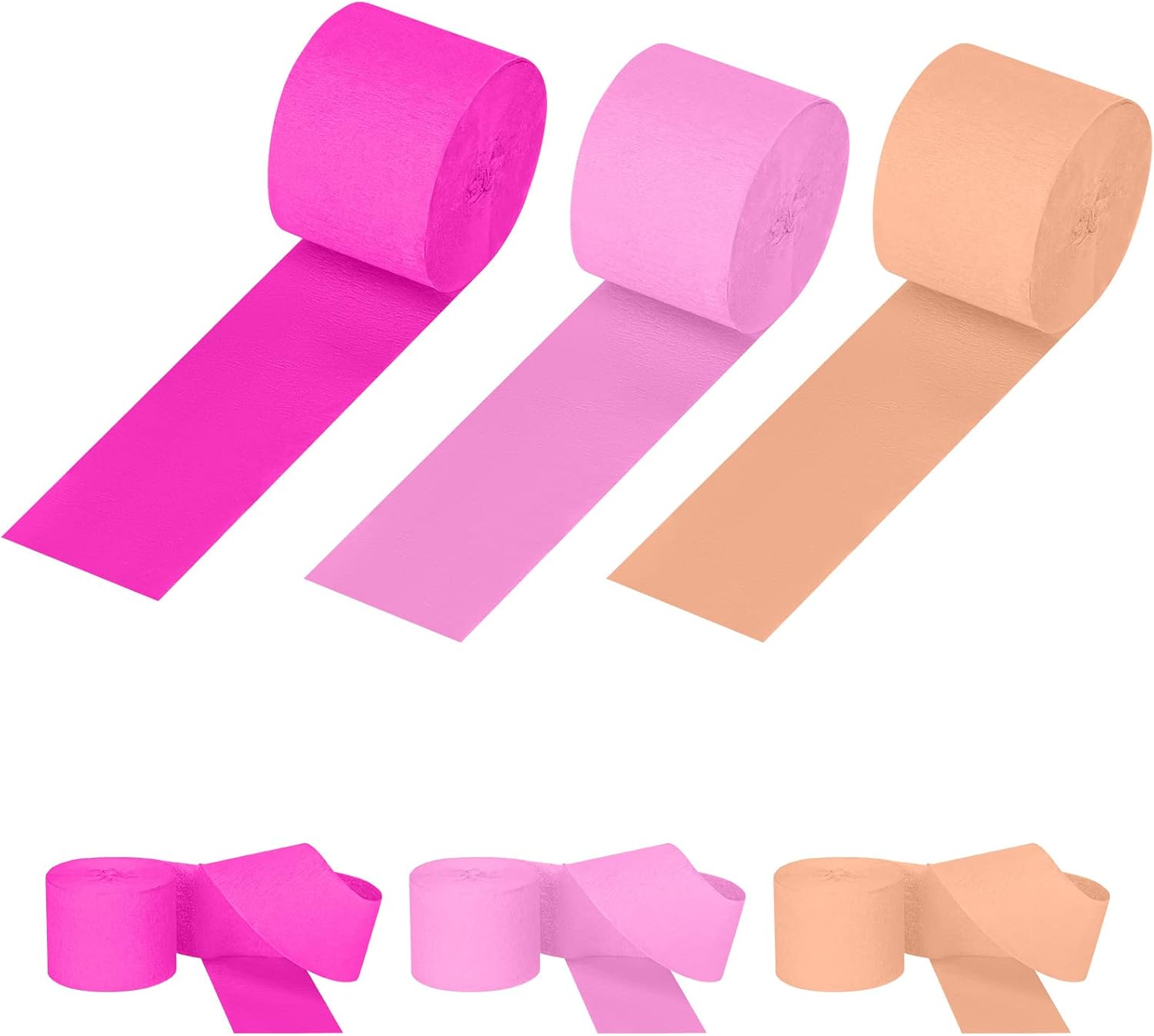 Pink Party Crepe Paper Streamers Decorations, 6 Rolls Hanging Tassels ...