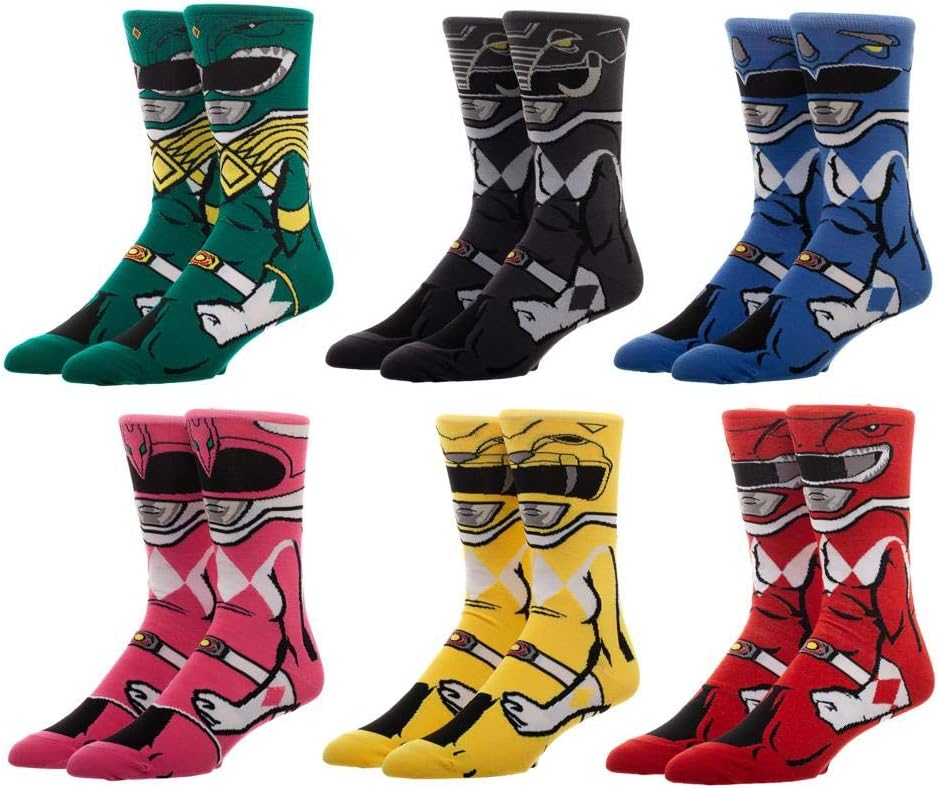 Amazon.com: Bioworld Power Rangers Men's Crew Socks Adult Characters 6 ...