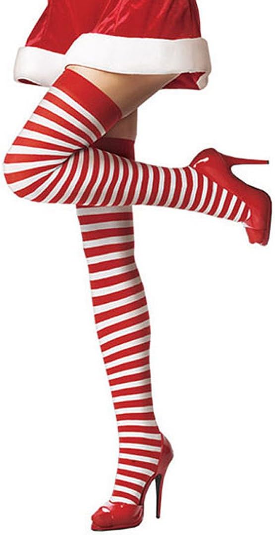 Amazon.com: Red and White Striped Thigh Hi Hose: Clothing, Shoes & Jewelry