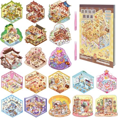 Amazon.com: DIY 3D House Stickers Book, 20 Set Fun DIY Sticker Scene ...