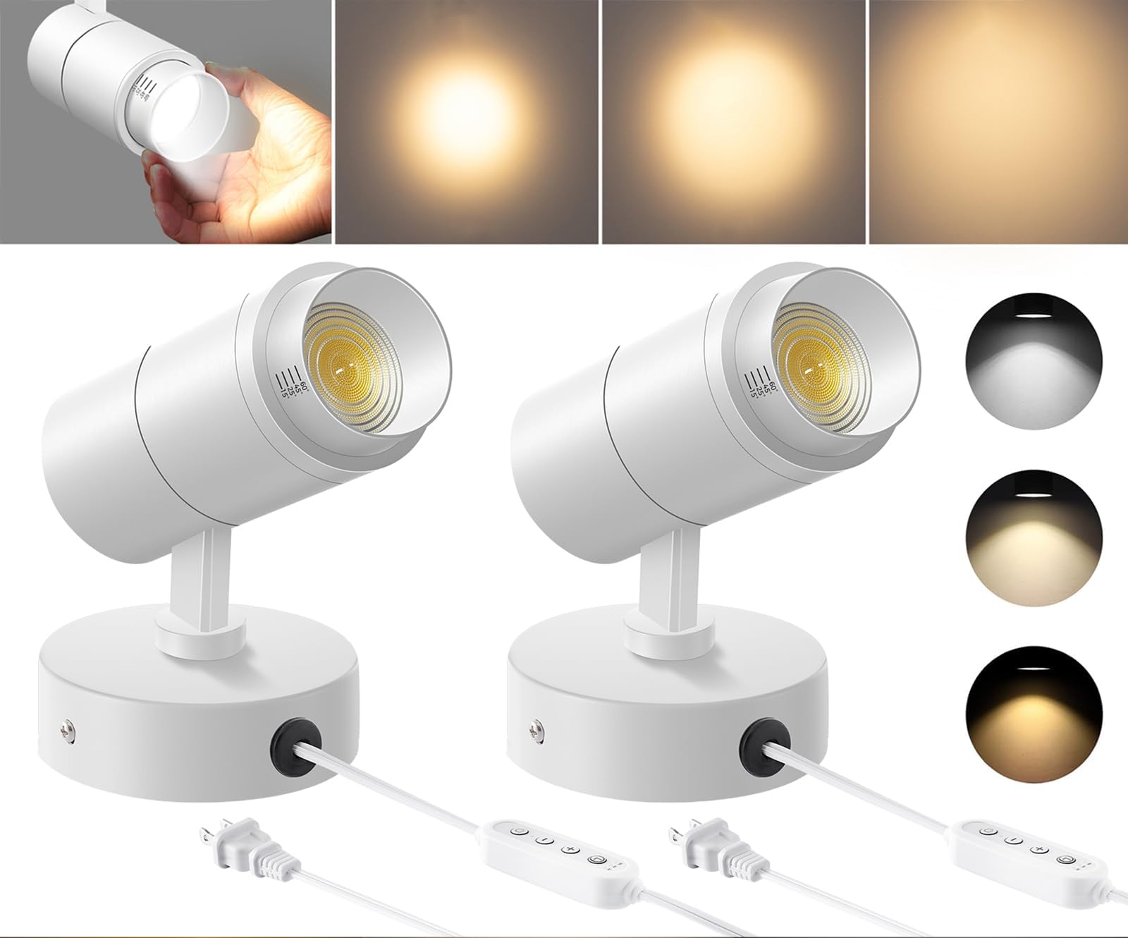 Pro Track Set of 2 Small Uplighting Indoor Accent Spot-Lights Plug-in ...