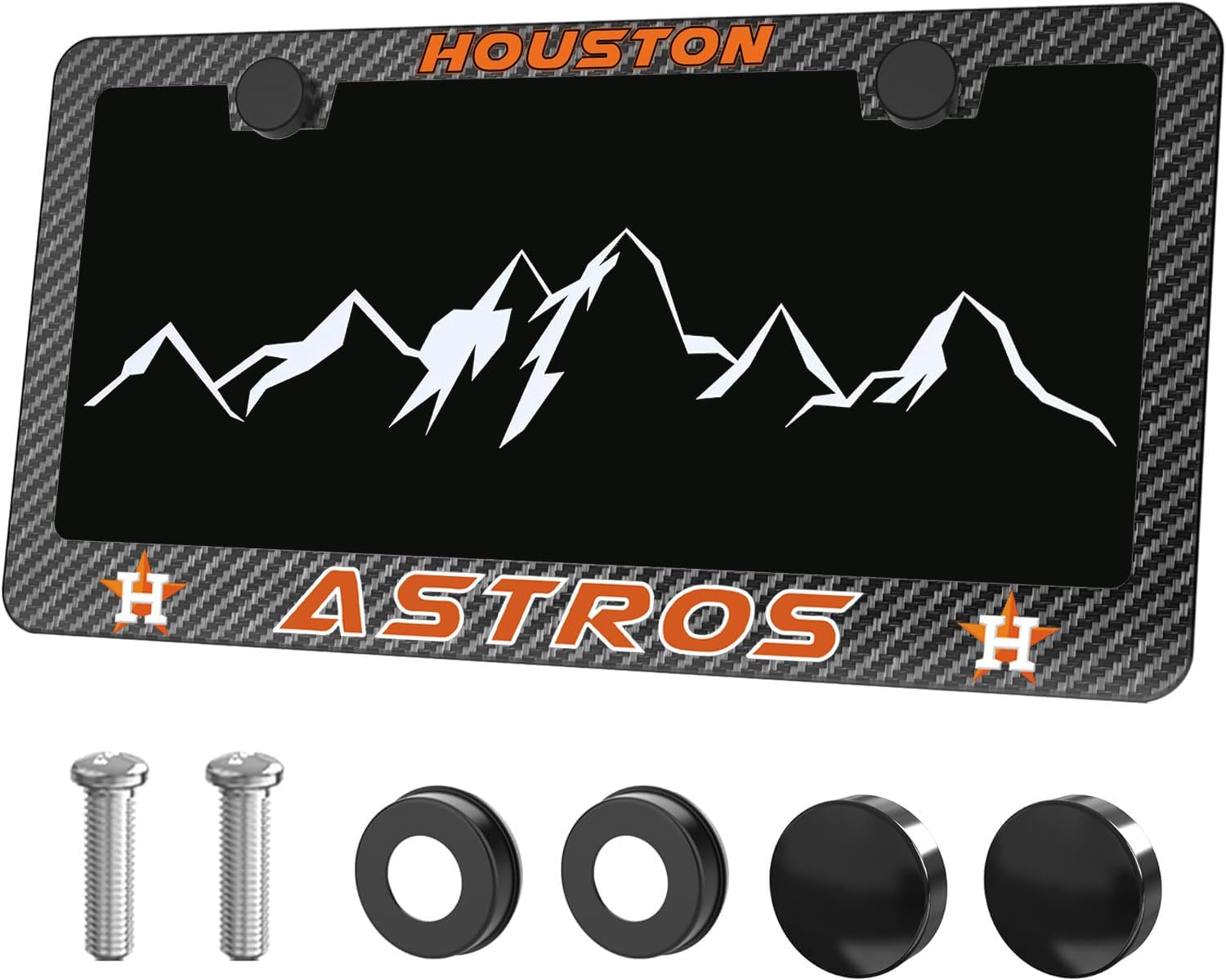 Amazon.com: Carbon Fiber Stainless Steel License Plate Frame for Astros ...