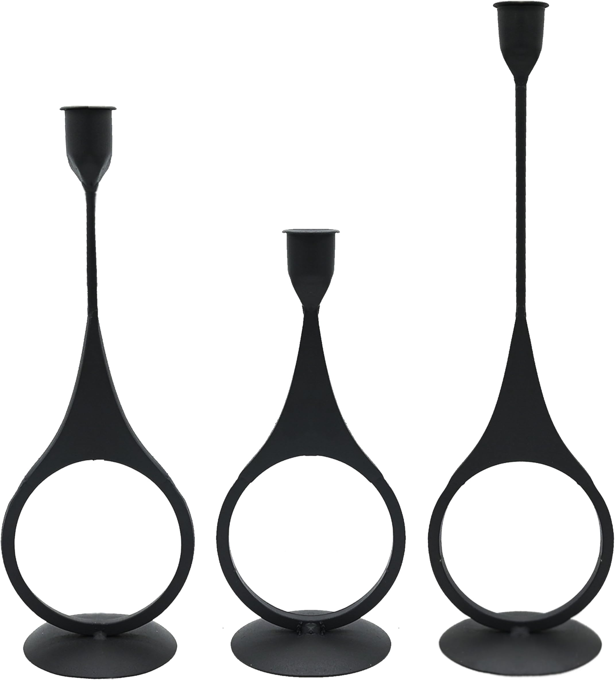 Amazon.com: Remenna Black Candlesticks Taper Candle Holder Set of 3 ...