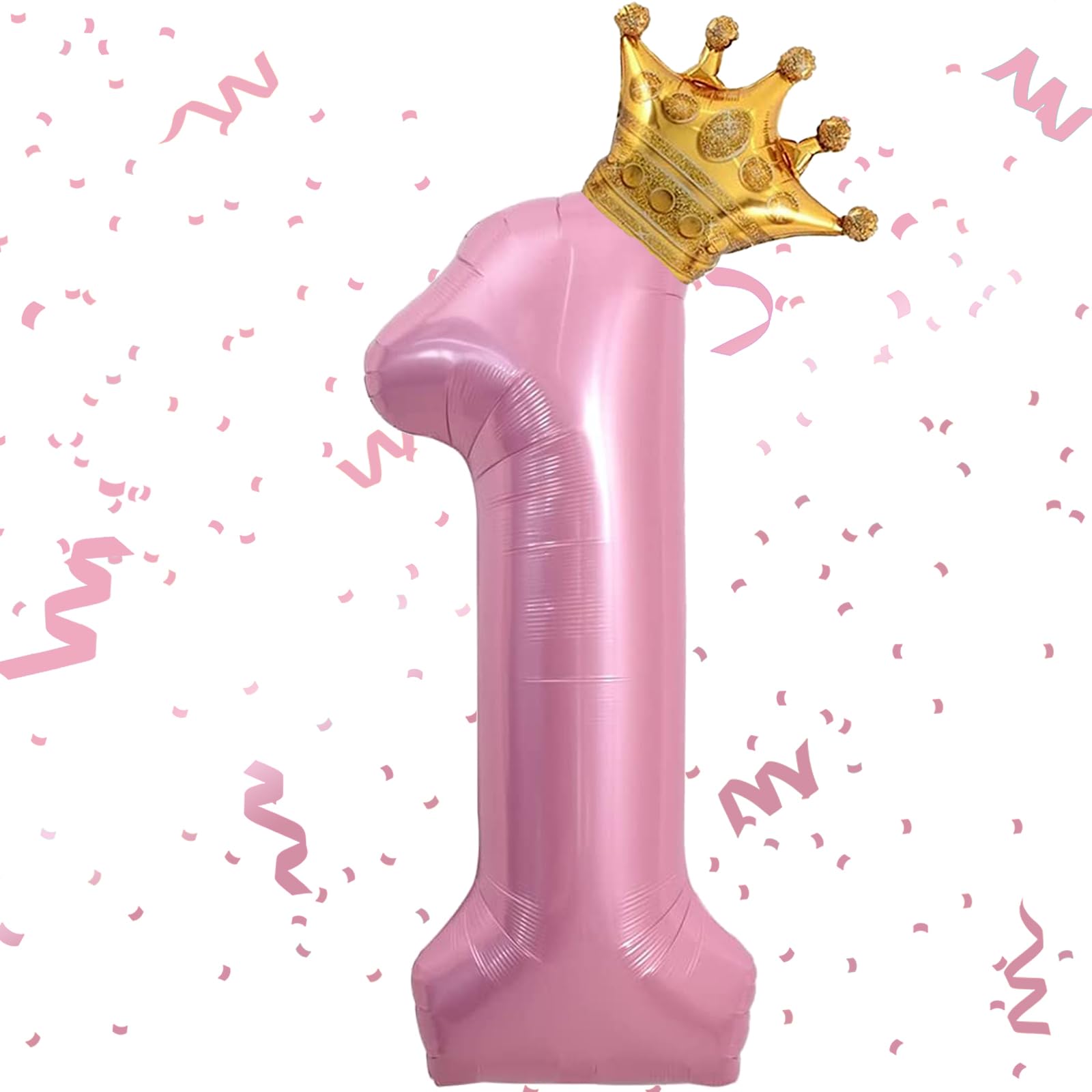 Amazon.com: Pink 1 Balloon 40 Inch,Giant Number Balloon Mini Crown ...