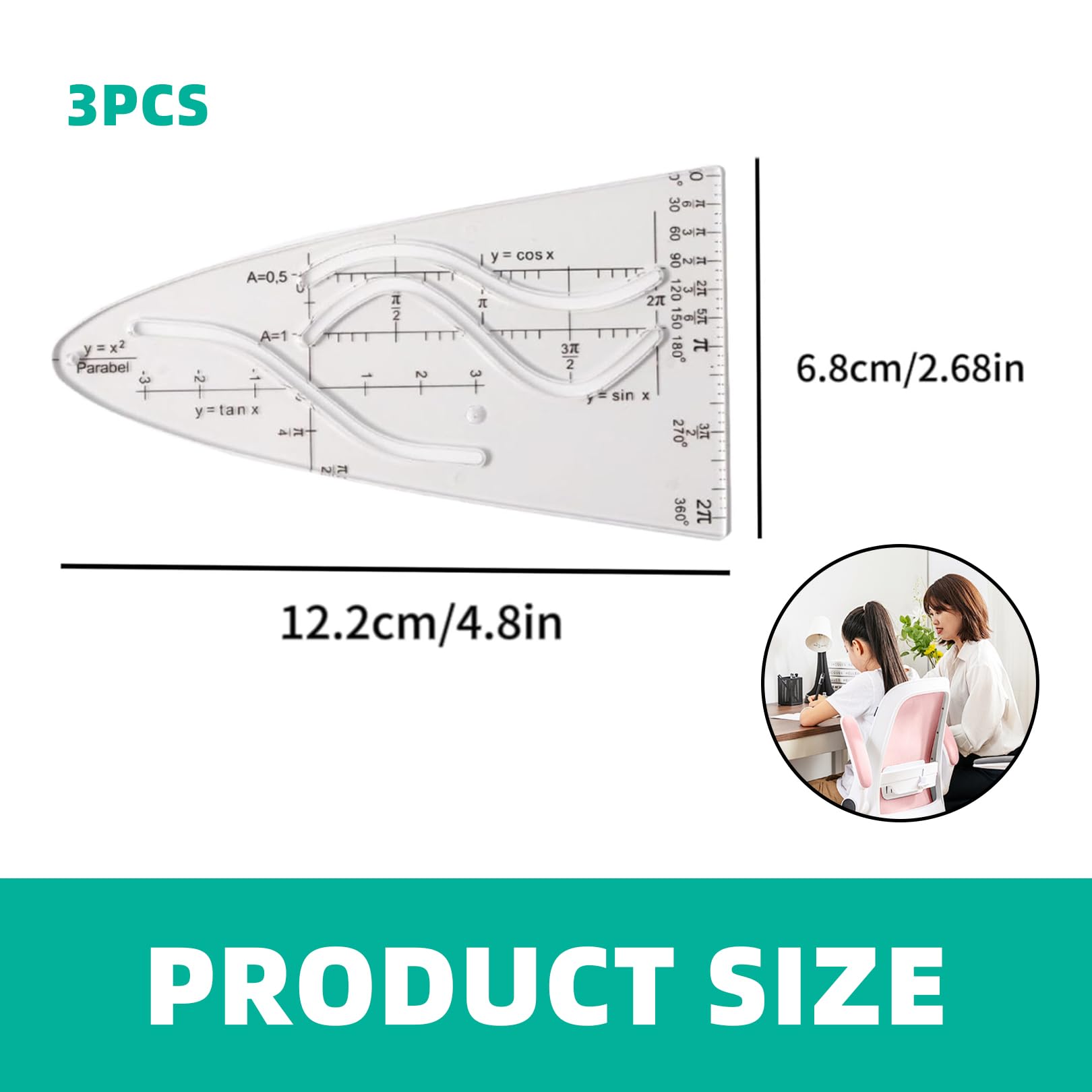 Maths Set Parabolic Template Math Parabolic Stencil Cosine Ruler ...