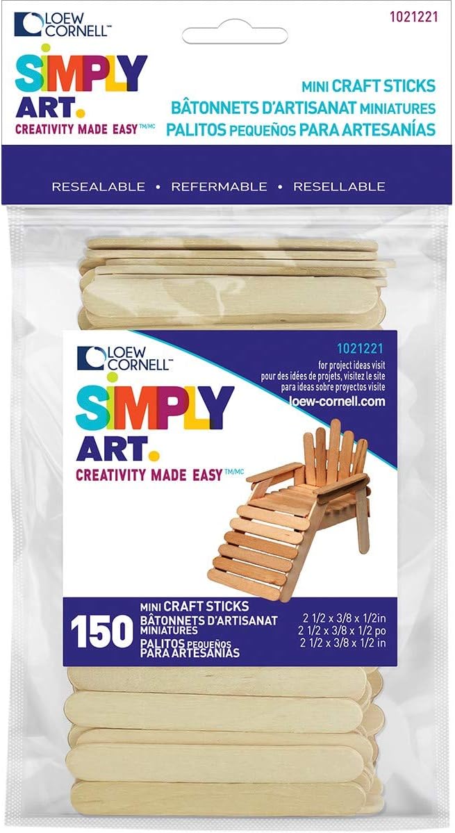 Amazon.com: Loew-Cornell Simply Art Wood Mini Craft Sticks 150 ct ...
