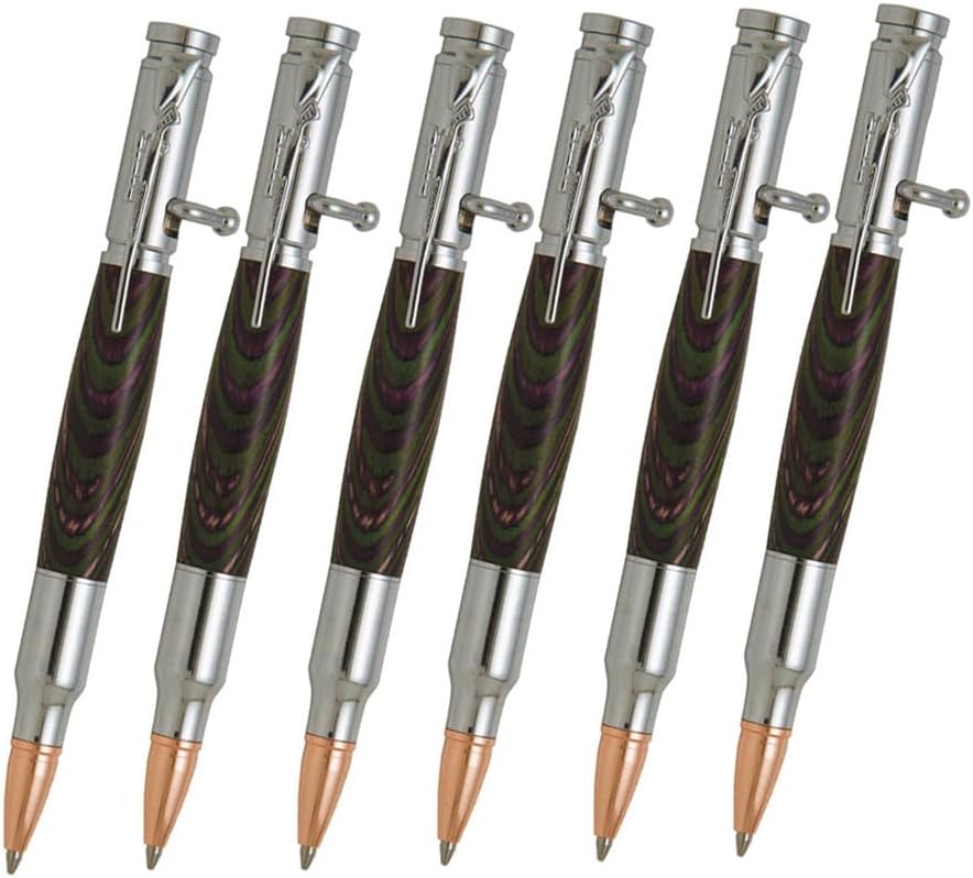 6 Pack 30 Caliber Chrome Bolt Action Pen Kits Bullet Cartridge Hardware ...