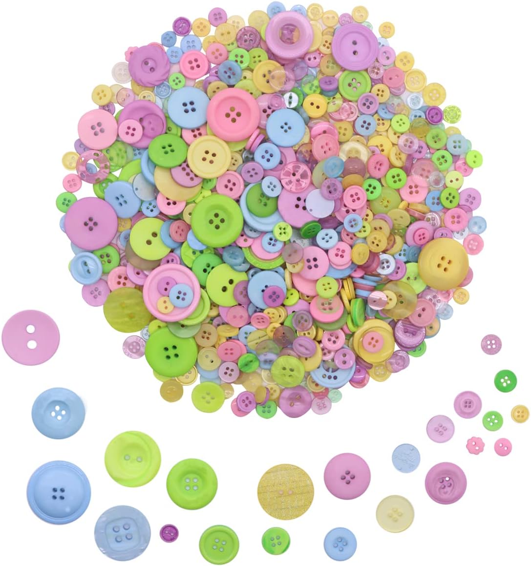 Amazon.com: Wepetyo 660 Pcs Resin Buttons Assorted Sizes 2 and 4 Holes ...