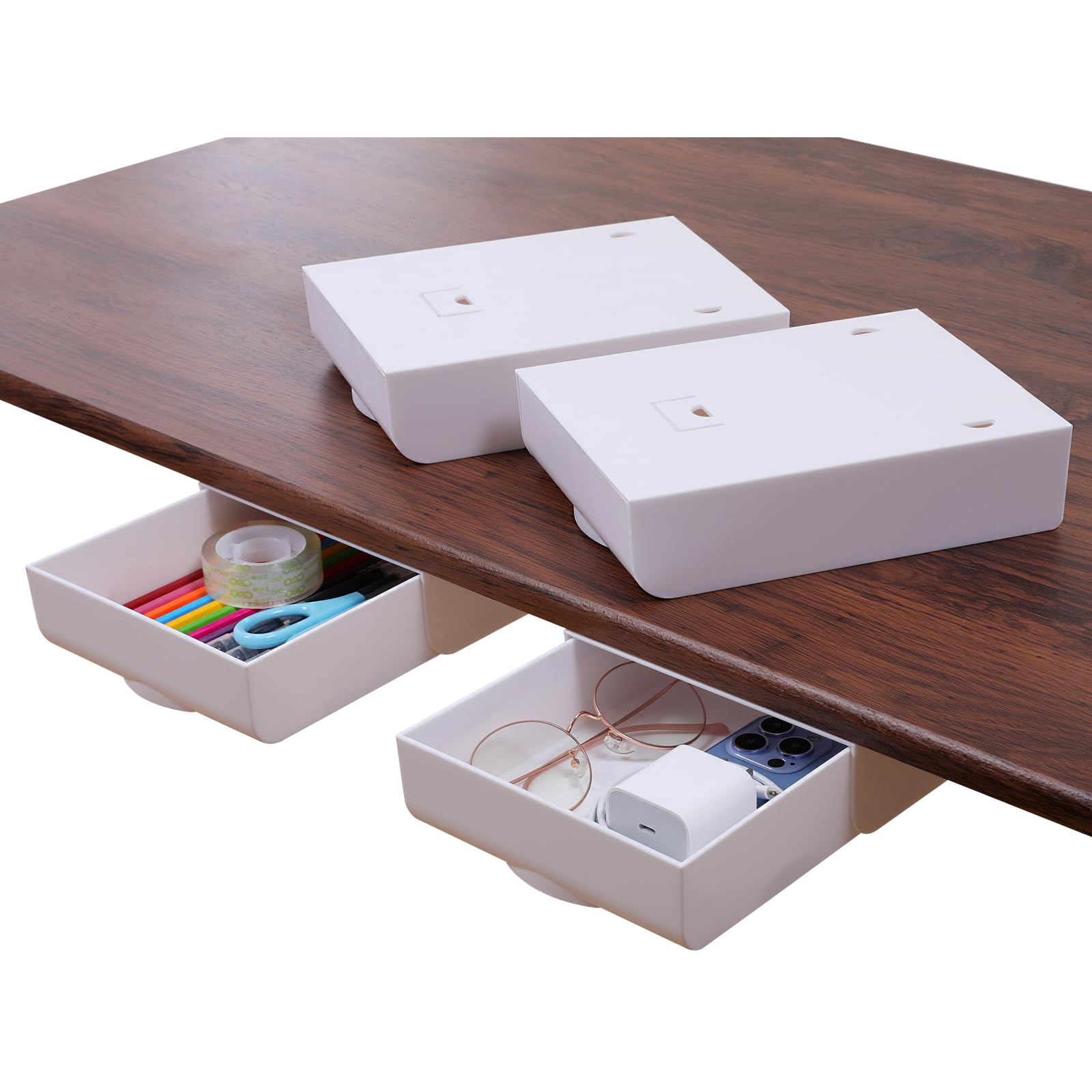 Amazon.com: LuluEasy 4 Pack Under Desk Drawer Self-Adhesive Hidden ...