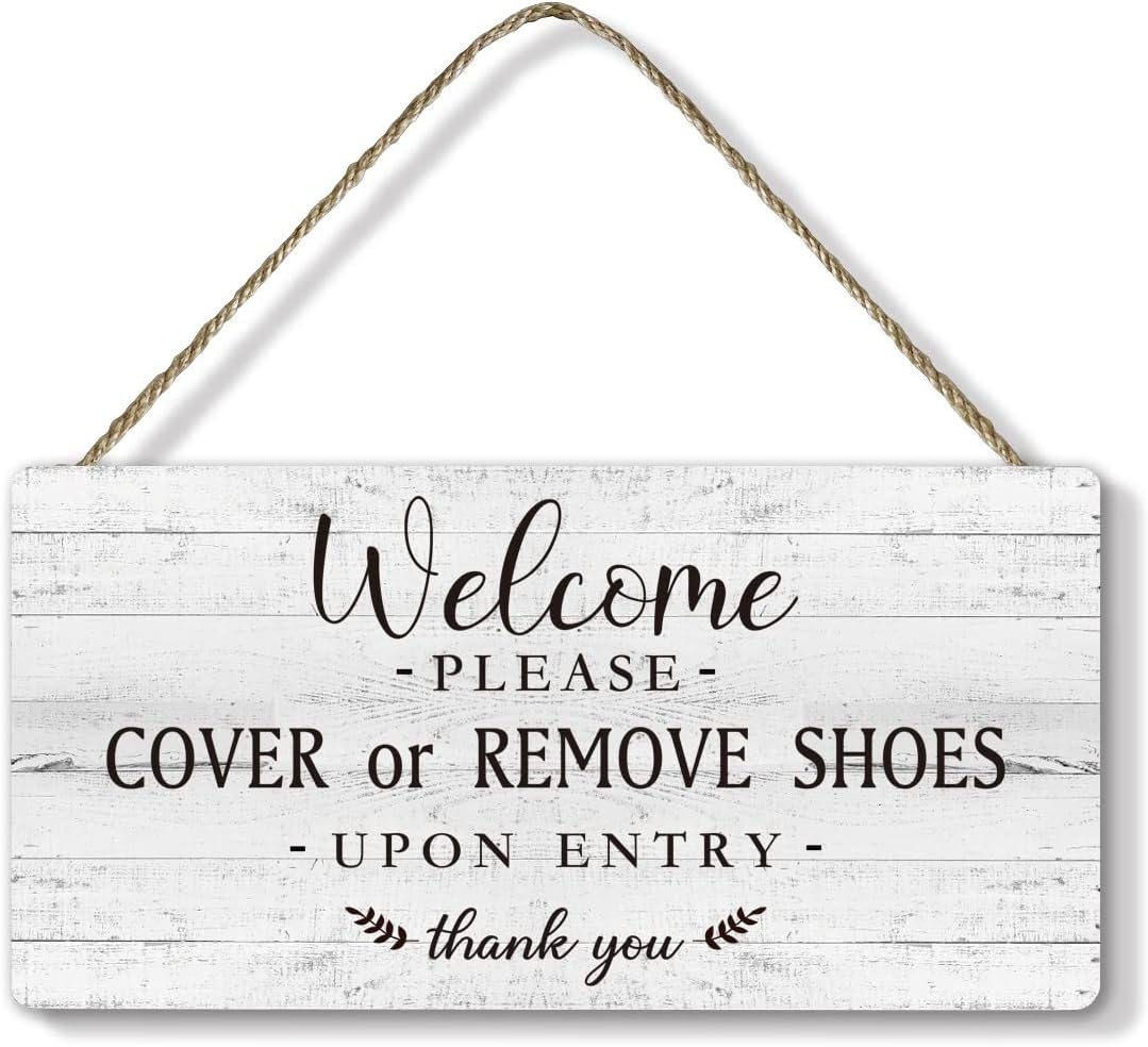 Amazon.com: Please Remove Your Shoes Sign, Funny Wooden Hanging Plaque ...