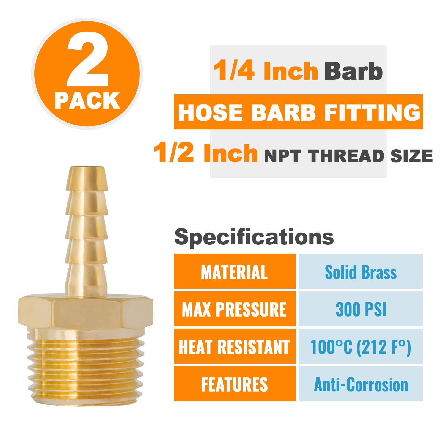 Snapklik.com : SUNGATOR Hose Barb Fittings 1/4 Inch Barb 1/2 Inch NPT ...