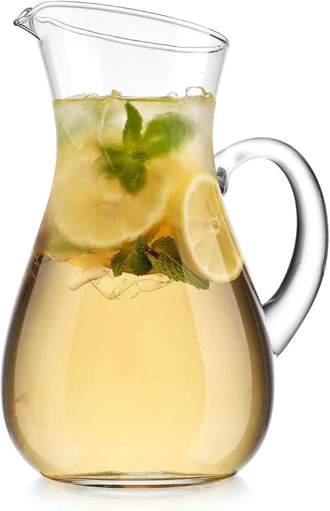 Amazon.com: Glass Water Pitcher with Spout – 63 Oz. Elegant Serving ...