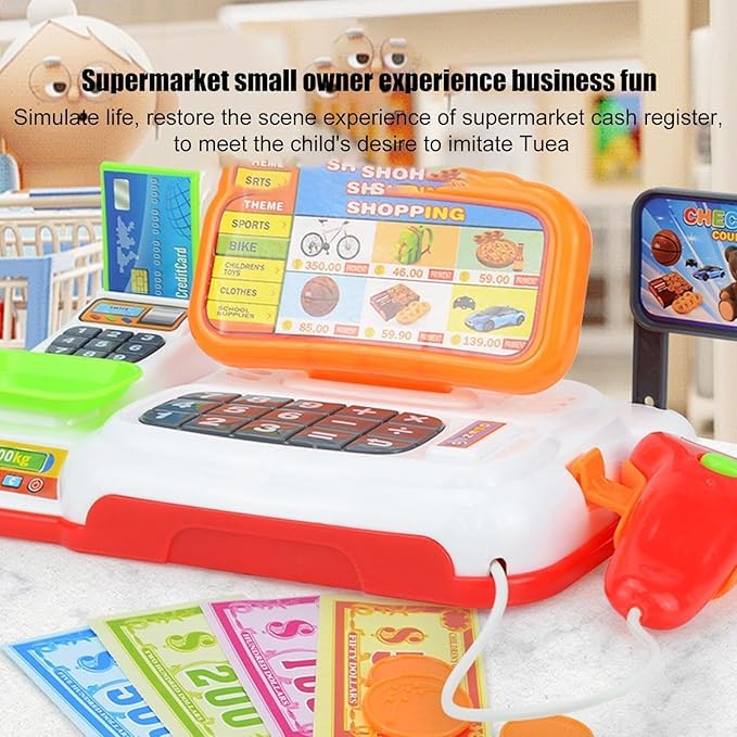 Toy Cash Register for Kids Supermarket Cash Register with Scanner Scale ...