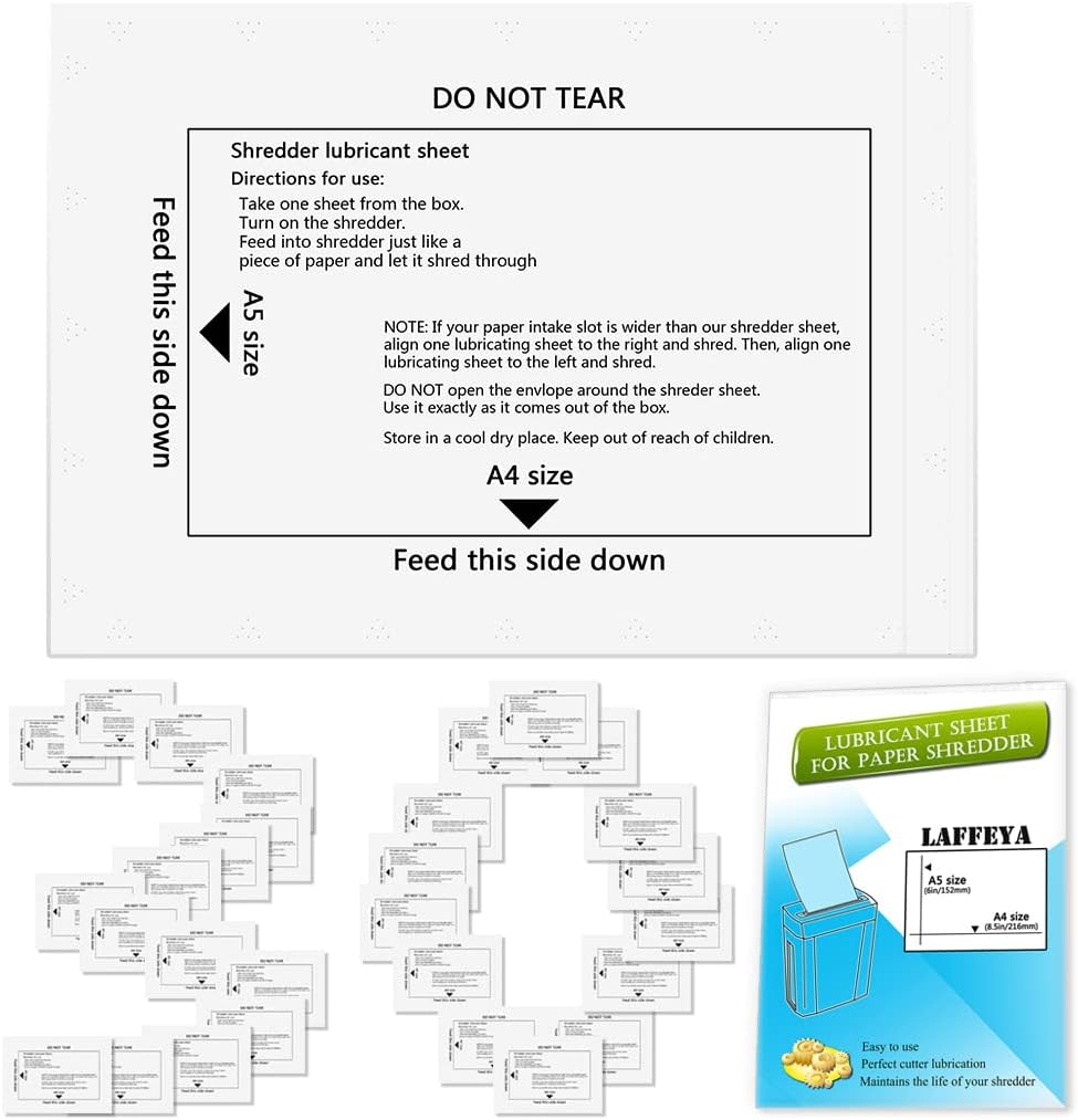 laffeya 30 pack Shredder Oil Sheets, Lubricant Paper Shredder ...