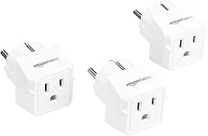 Amazon Basics - Paquete de 3 adaptadores de enchufe de viaje tipo E/F, Europa, Francia, Alemania ...