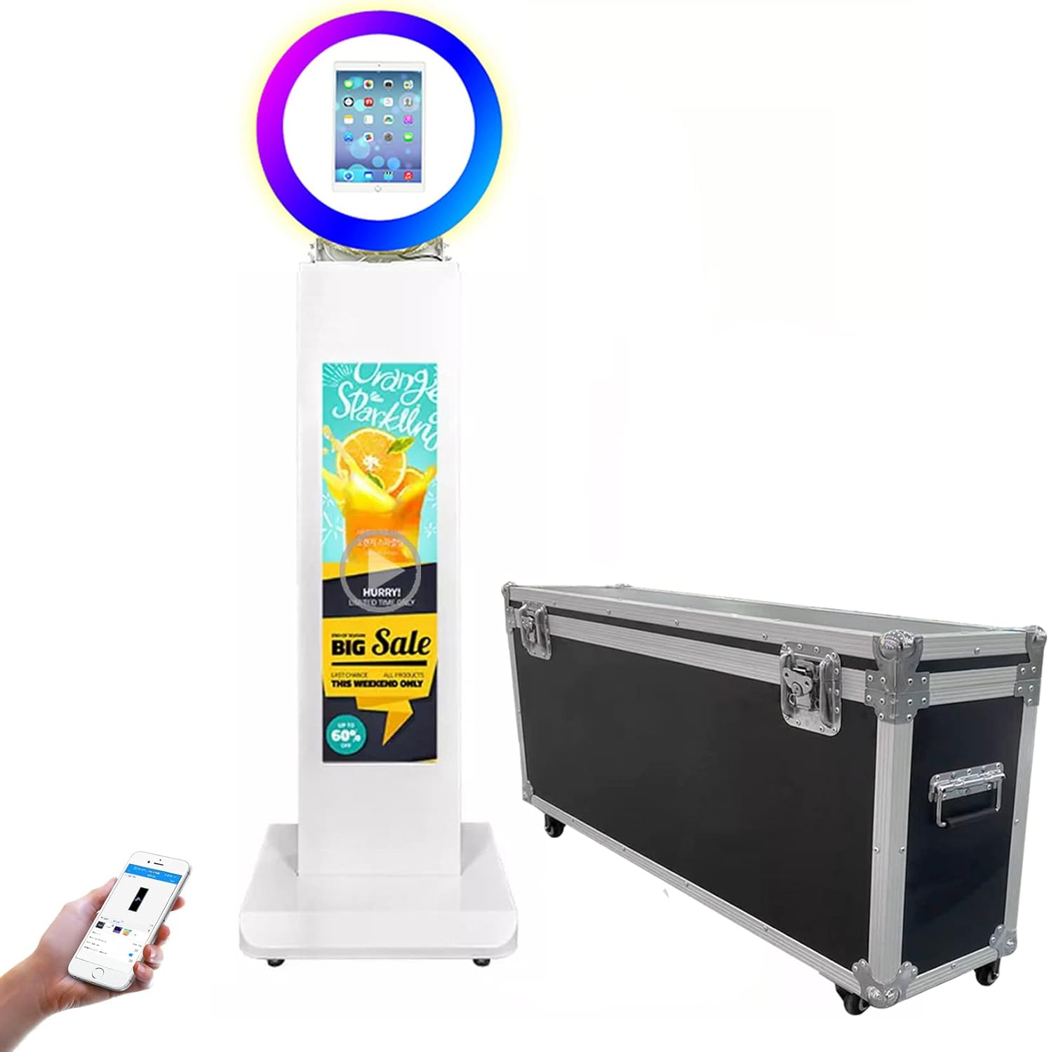 Amazon.com: ZLPOWER Portable Photo Booth Stand Shell Selfie LCD Screen ...