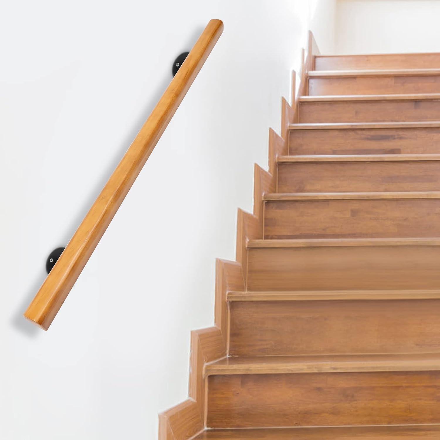 Staircase Handrails, Wood Handrails for Indoor Stairs, 4ft Wall Stair ...