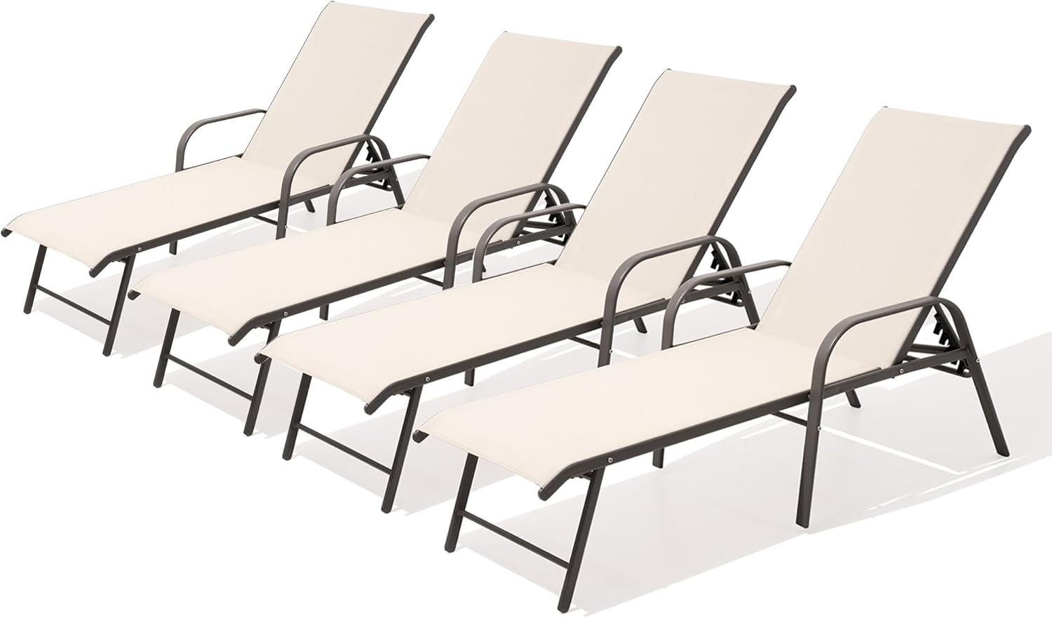 Amazon.com : Pellebant Aluminum Pool Lounge Chairs Set of 4, Patio ...