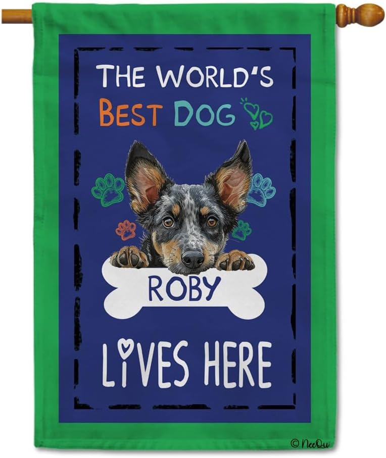 Amazon.com : NeeQue The World's Best Dog Lives Here House Flag ...