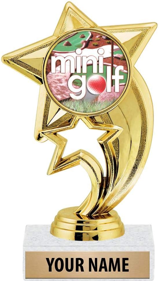 Amazon.com : 6" Gold Mini Golf Trophies, Custom Star Rocket Mini Golf ...
