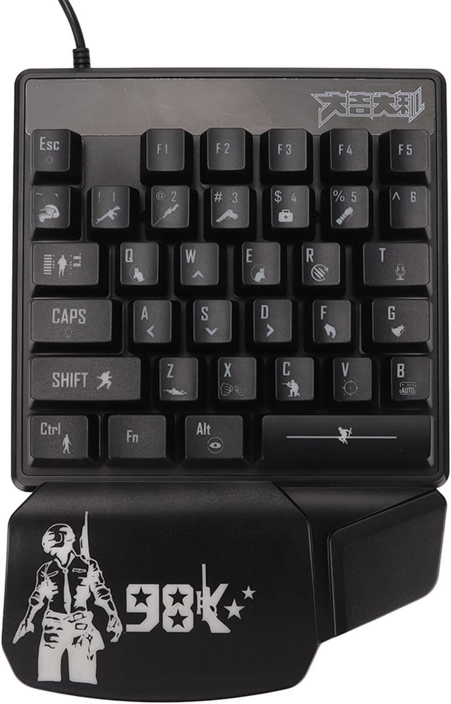 Heayzoki One Handed Gaming Keyboard, 35 Keys Single Led Glowing Small ...