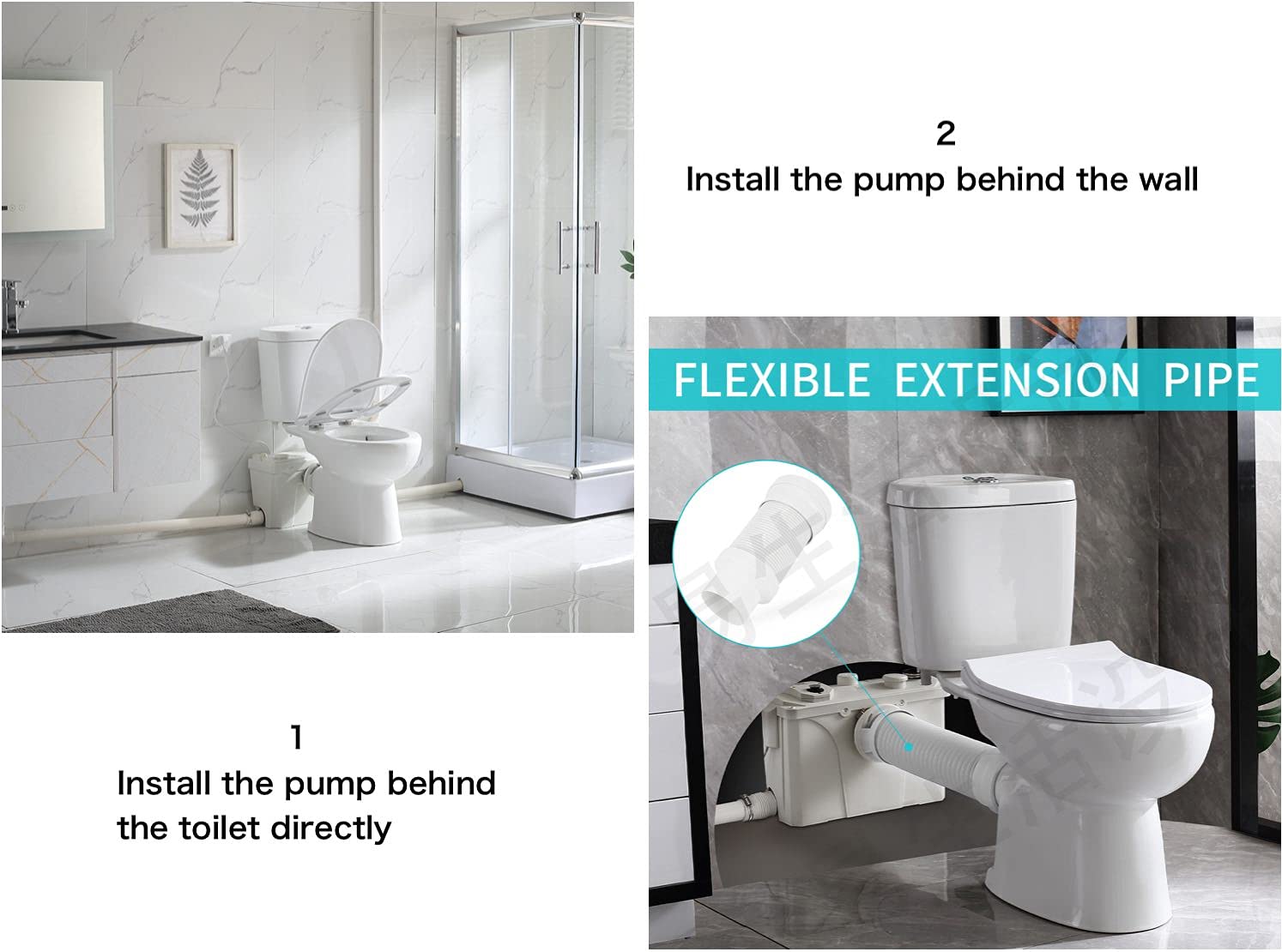 Sani-Flow Upflush Macerating Toilet System with 500 Watt Macerator Pump ...