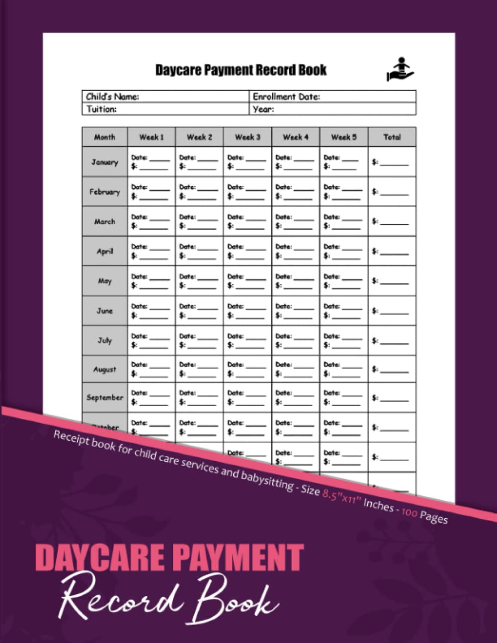 Amazon.com: Daycare Payment Record Book: Child Care Payment Record ...