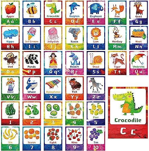 36 PCS Alphabet Posters, ABC Wall Decorations 26 Upper/Lower Case ...