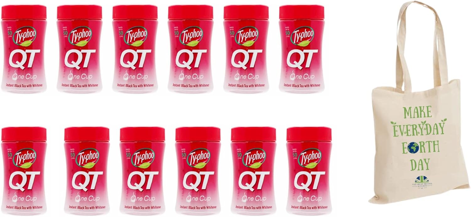 Typhoo QT Instant White Tea Pack of 12 x 125g with Tote Bag By The ...