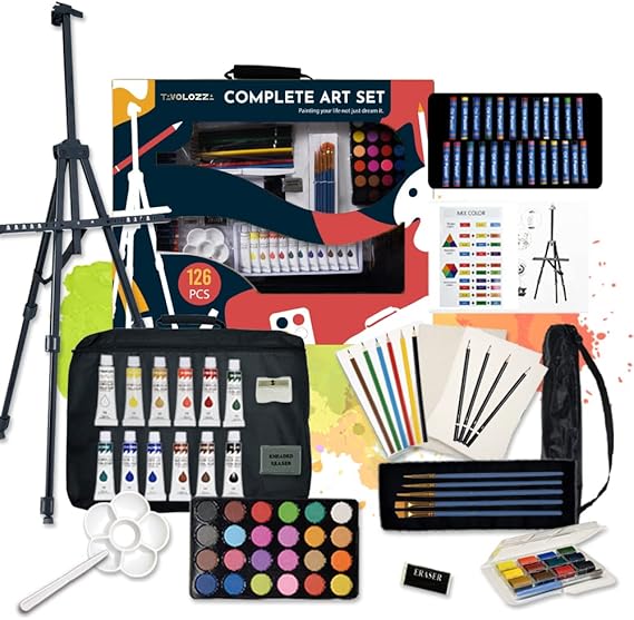 Amazon.com: Tavolozza 126 Piece Deluxer Artist Painting Set with Floor ...