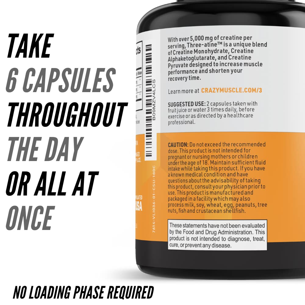 Buy Creatine Monohydrate Capsules by Crazy Muscle - Easy to Swallow ...