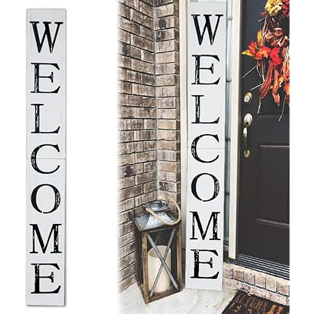 Amazon.com: Tall Outdoor Welcome Sign for Front Door, 6ft White Welcome ...