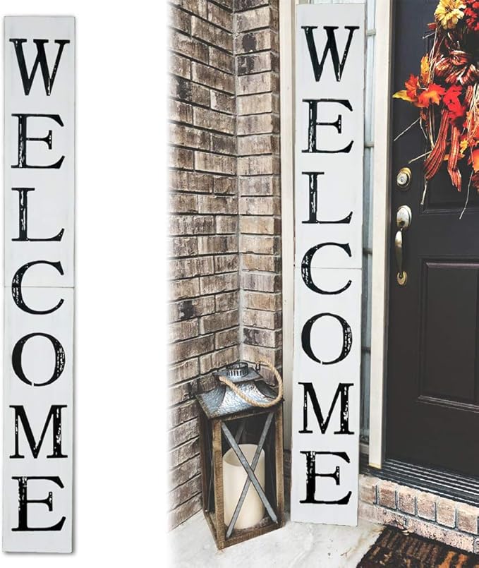Amazon.com: Tall Outdoor Welcome Sign for Front Door, 6ft White Welcome ...
