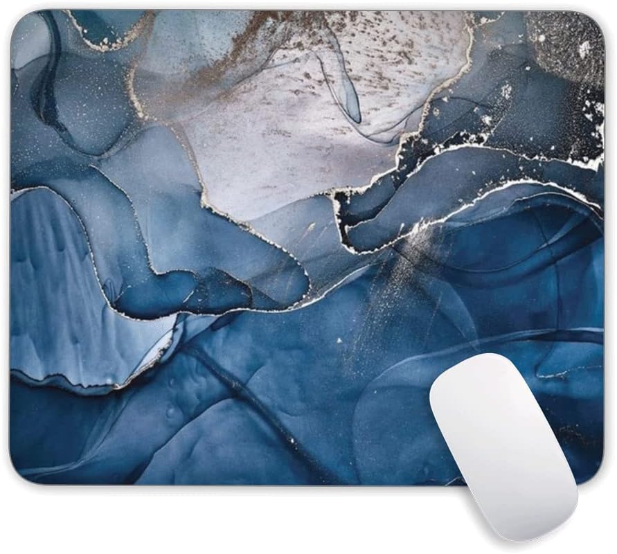Amazon.com: Dark Blue Marbling Rectangle Mouse Pad, Natural Plants ...