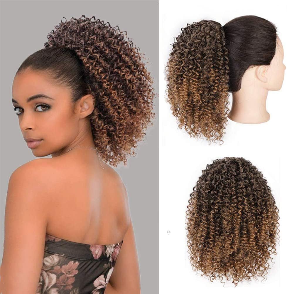 Amazon.com : ROSESSEA Afro Puff Drawstring Ponytail - Grey Curly Hair ...