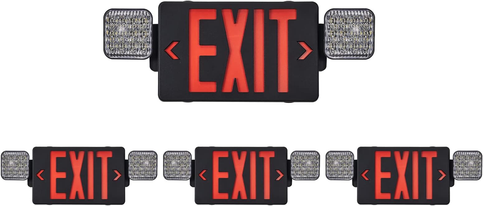 TANLUX Black Exit Sign with Emergency Lights, LED Emergency Exit Light ...
