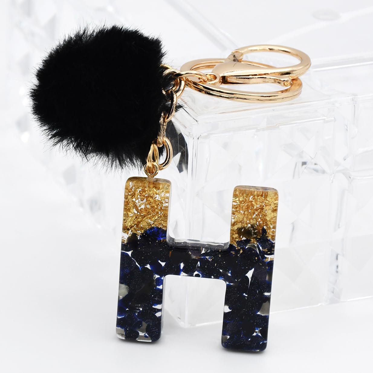 Snapklik.com : Lucky 26 Initials Letter Keychain Black Plush Ball ...