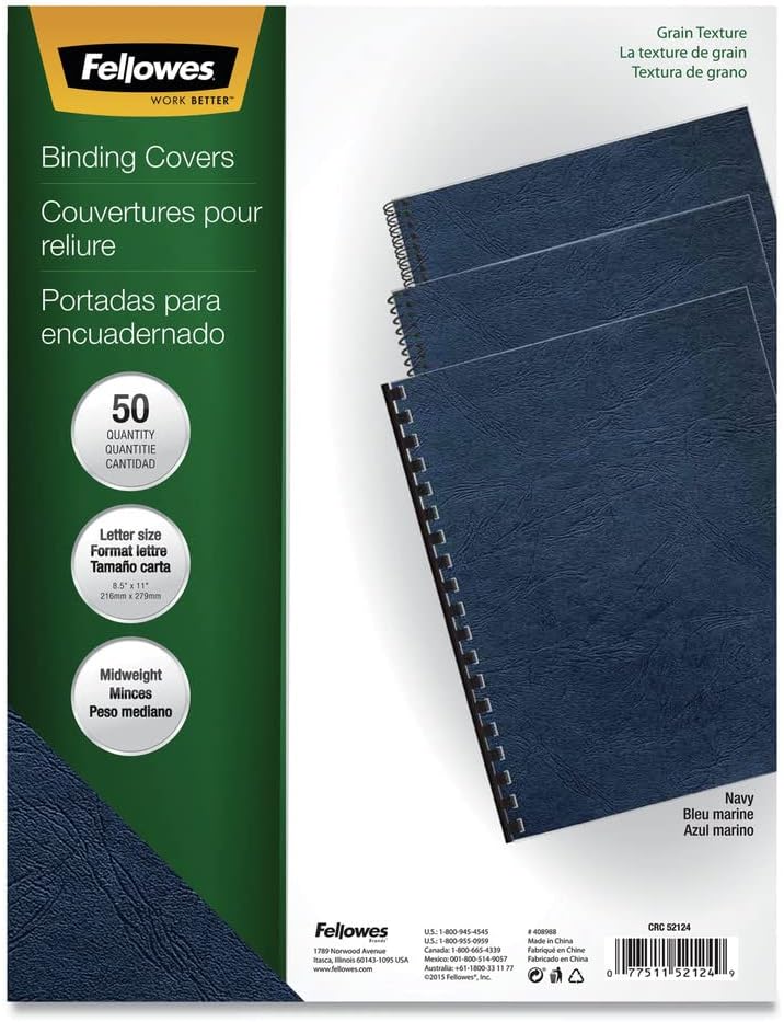 Amazon.com : Fellowes Classic Grain Texture Binding System Covers, 11 x ...