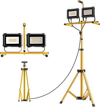 LED Work Light with Stand, 10000 Lumen 2 Head Portable Work Lights on ...