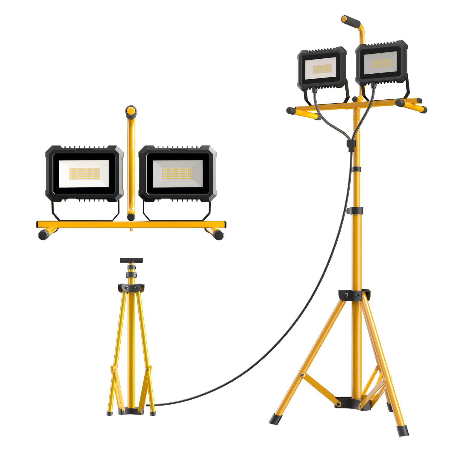 23000 Lumen LED Work Light with Stand, 200W 2 Head Portable Work Lights ...