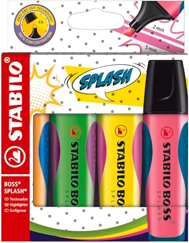 STABILO Highlighter BOSS SPLASH - Wallet of 4 - Assorted Colours ...