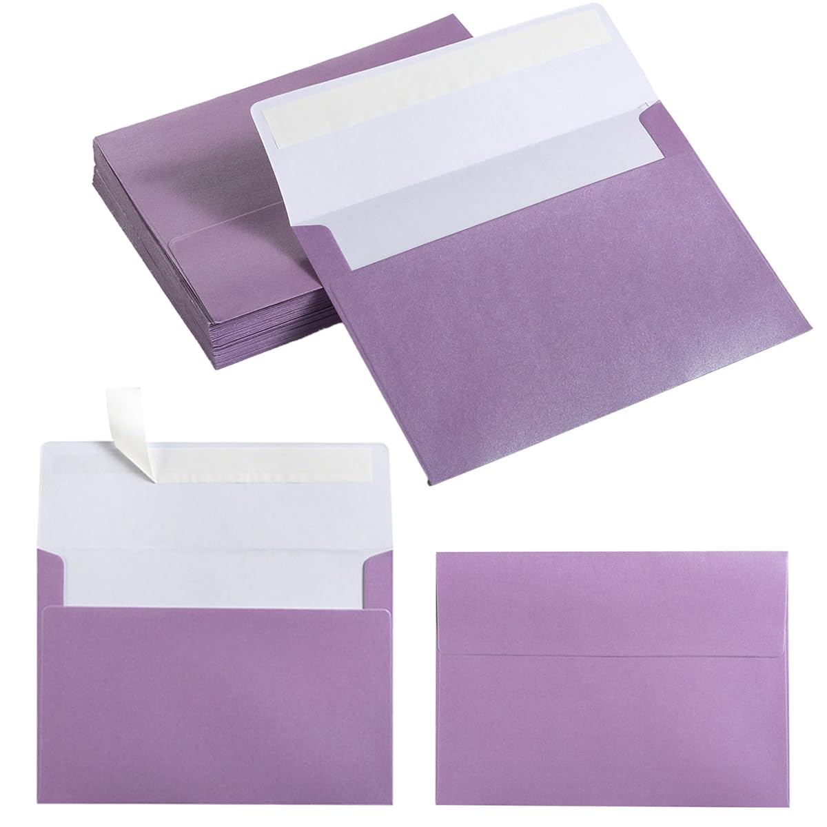 Amazon.com : 50 Pieces Metallic Shiny Purple Color Self Seal Envelopes ...