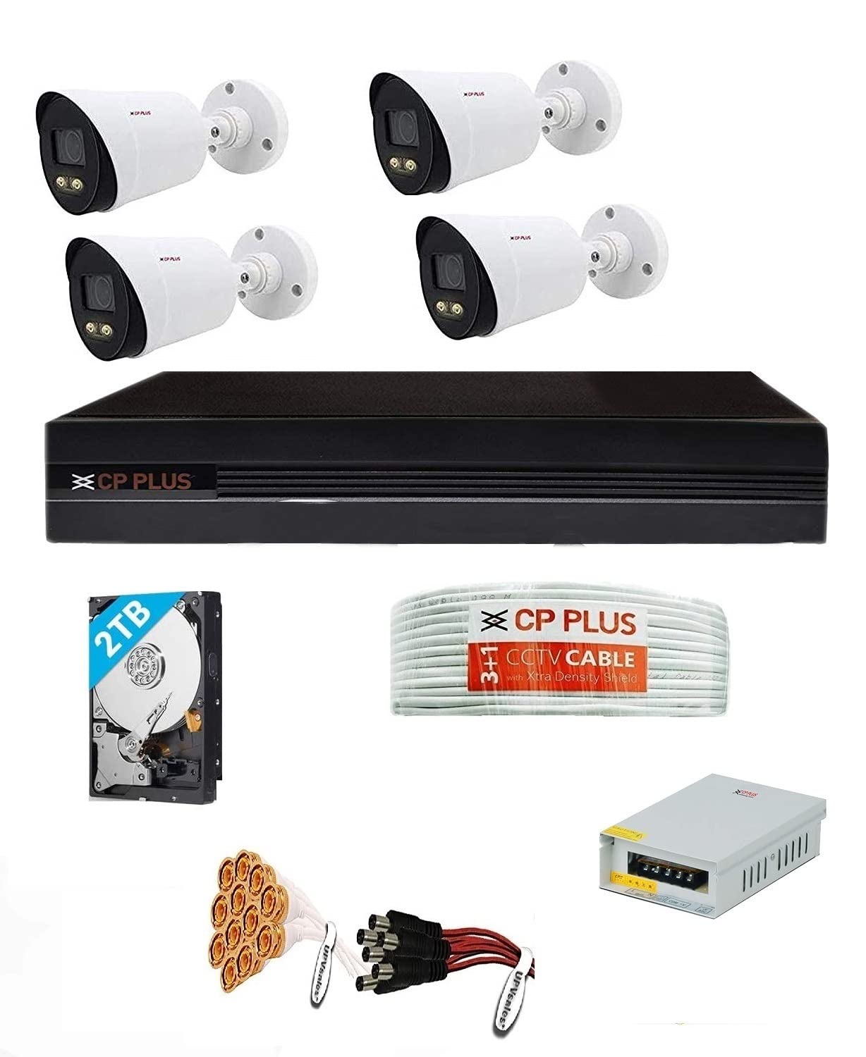 CP PLUS 2.4 MP Guard+ Colour in Vision in Night 4 Camera Combo Kit with ...