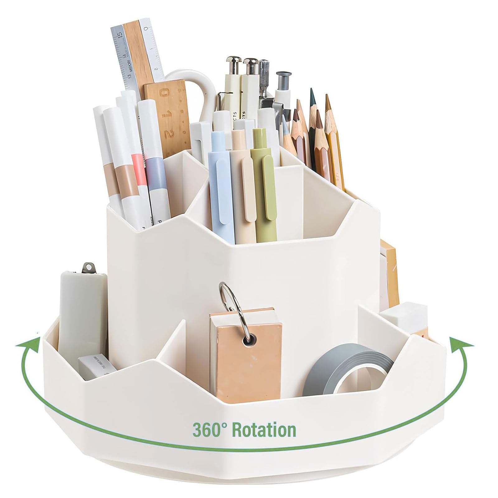 360 Degree Rotation Pen Holder, 9 Slots Pencil Holder, Desk Accessories ...