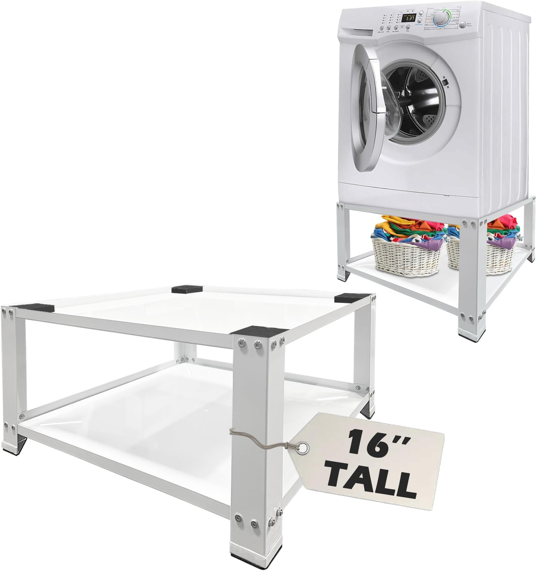 Amazon.com: vidaXL Heavy-Duty Steel Washing Machine Pedestal with ...